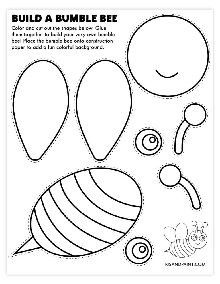 Bee Craft Preschool Printable Activities - printcraftzone.com