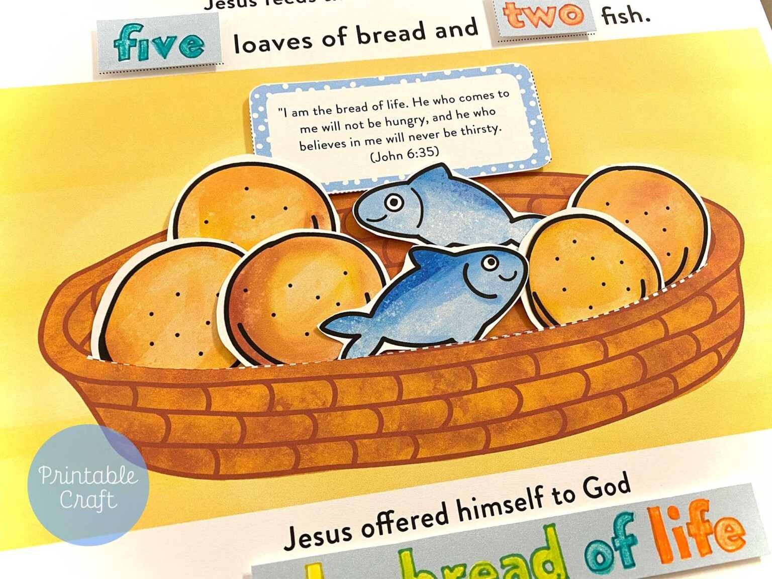 5 Loaves And 2 Fish Craft Printable - printcraftzone.com
