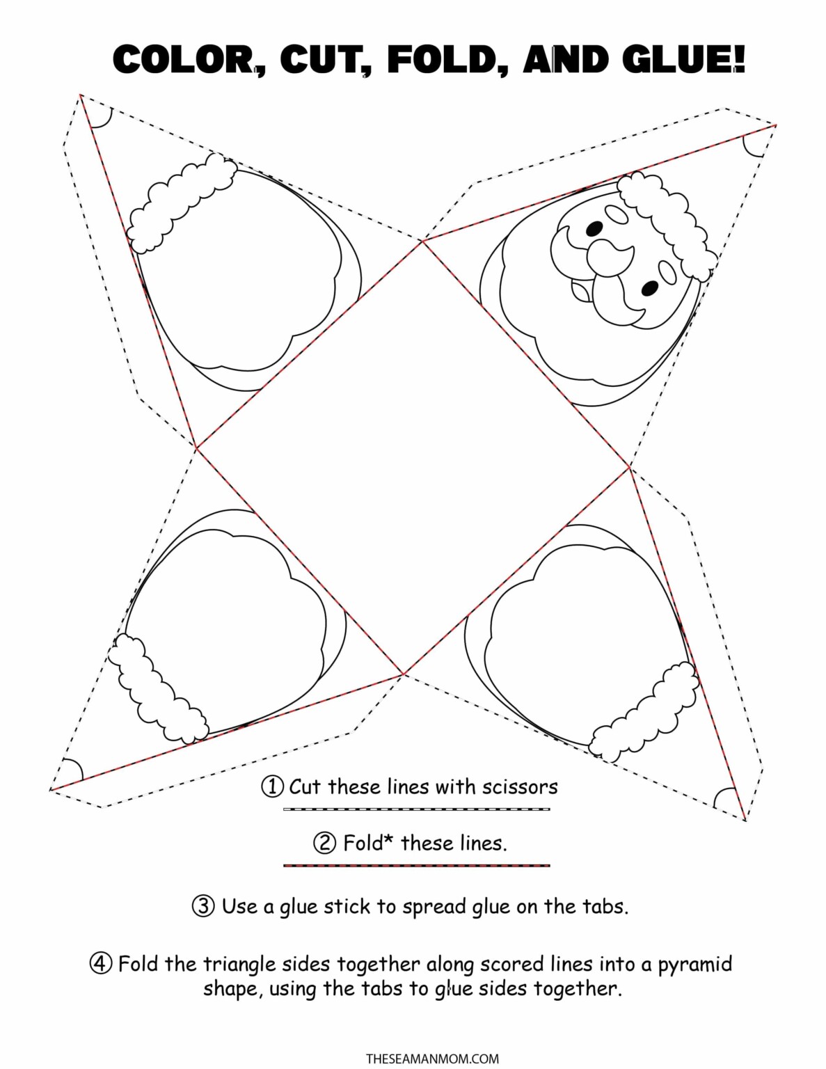Cut Out Foldable Printable Christmas Crafts - printcraftzone.com