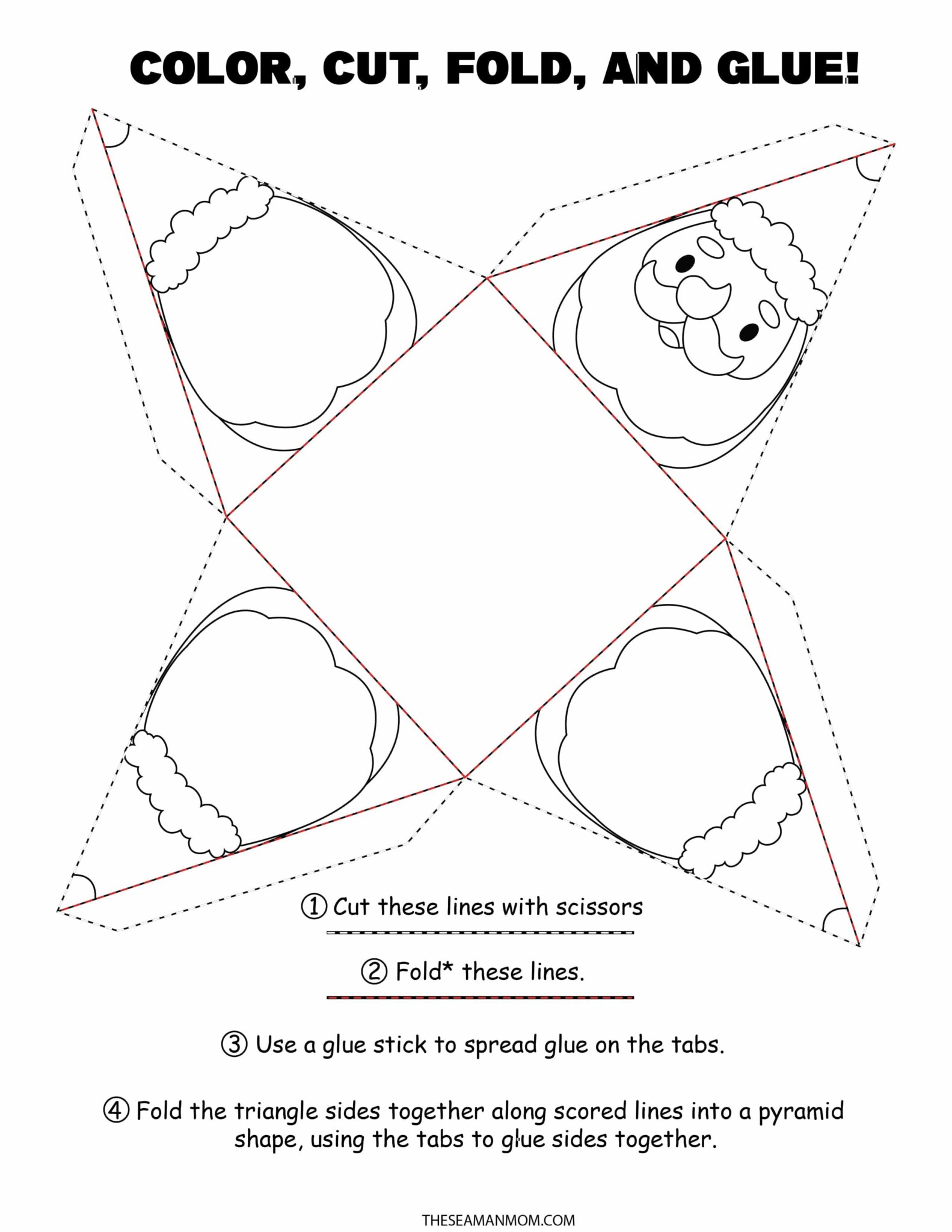 Cut Out Foldable Printable Christmas Crafts - printcraftzone.com
