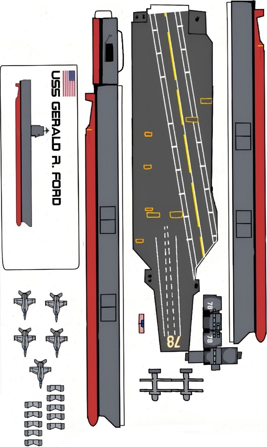 Aircraft Carrier Paper Craft Printable Template - printcraftzone.com
